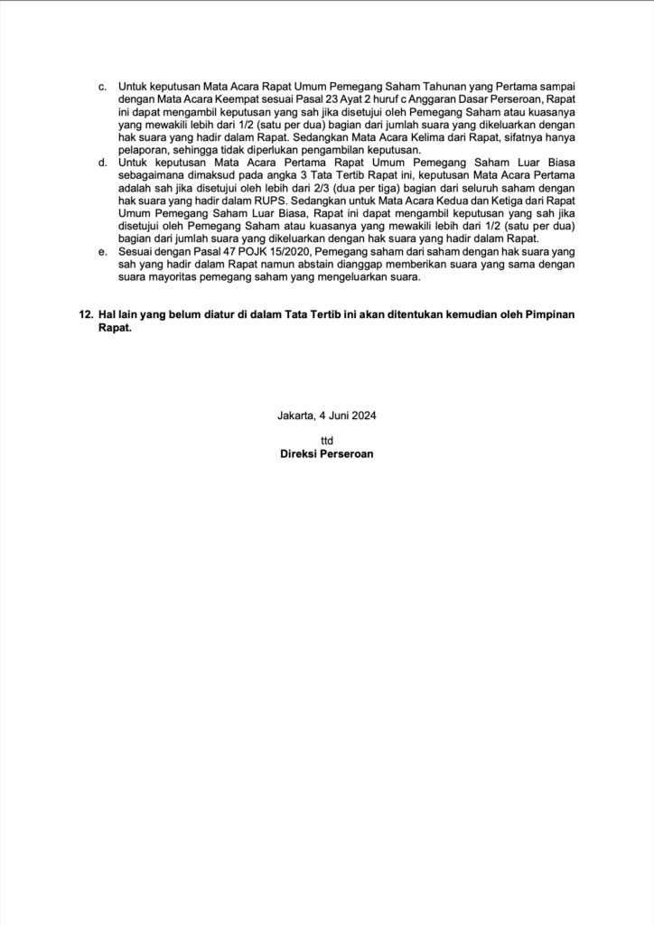 Tata Tertib Rapat Umum Pemegang Saham Tahunan dan Rapat Umum Pemegang Saham Luar Biasa PT ...